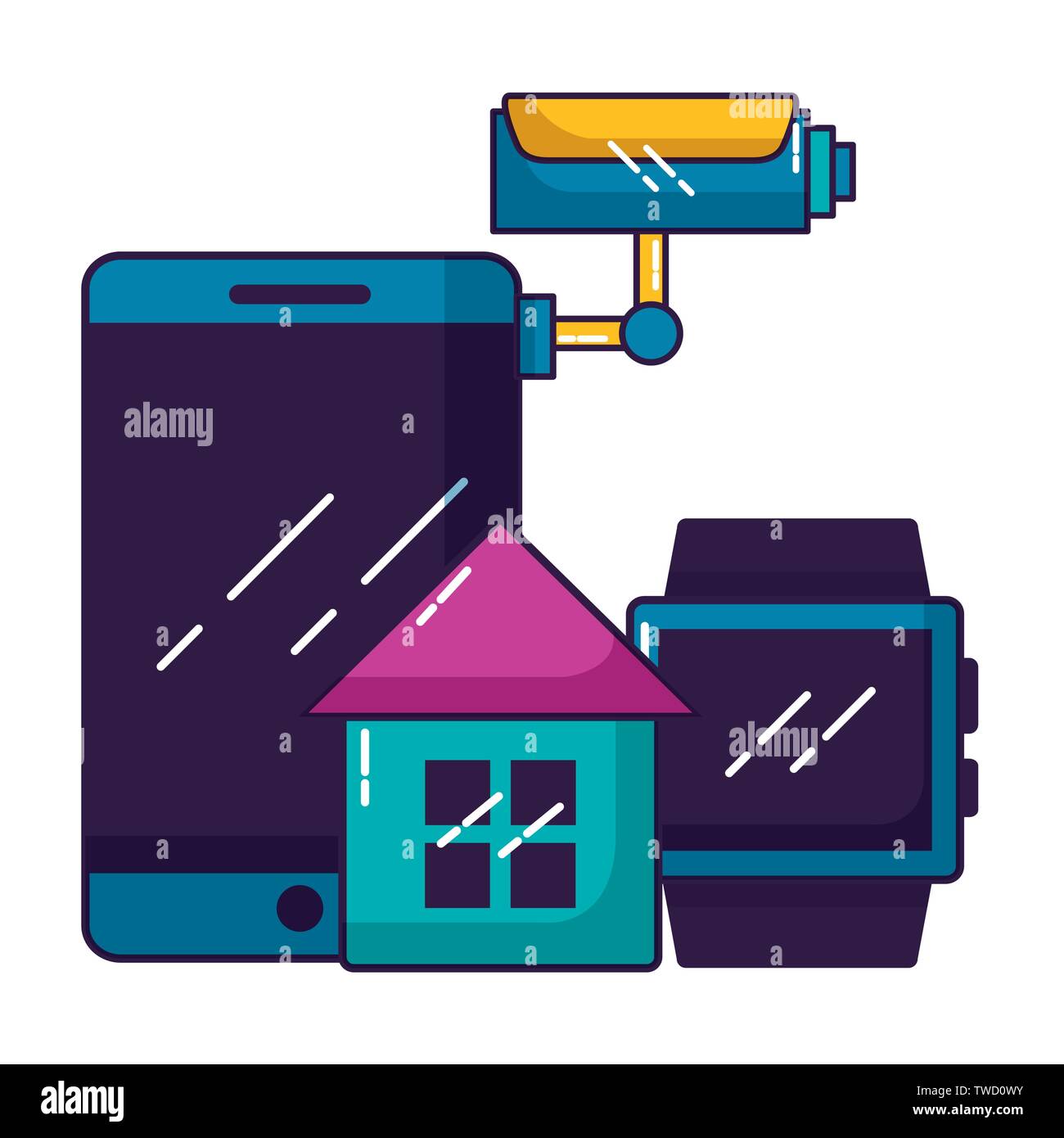 smartphone smart watch house wifi free connection vector illustration ...