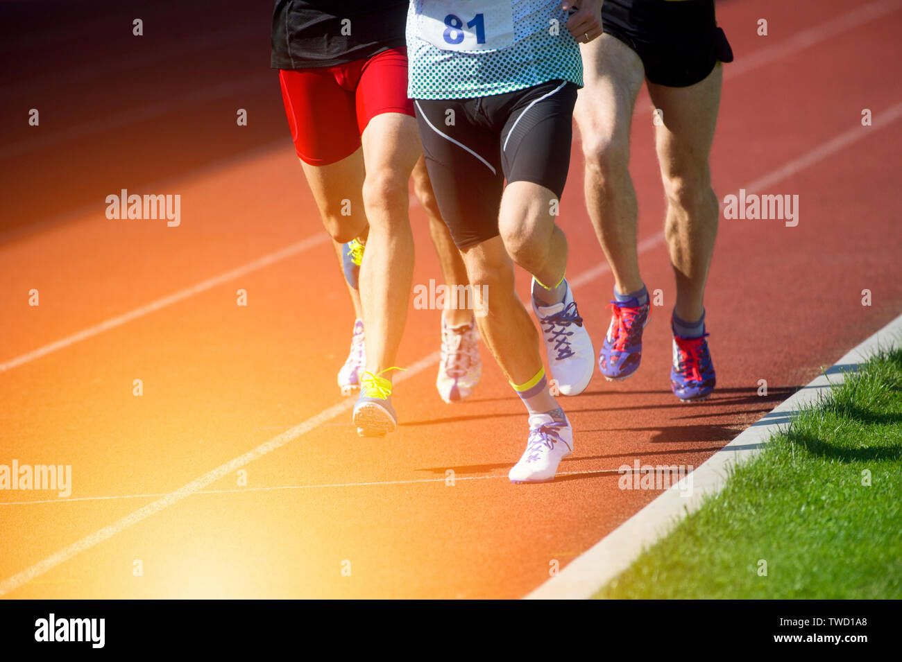 Athletics people running on the track field. Sunny day Stock Photo - Alamy