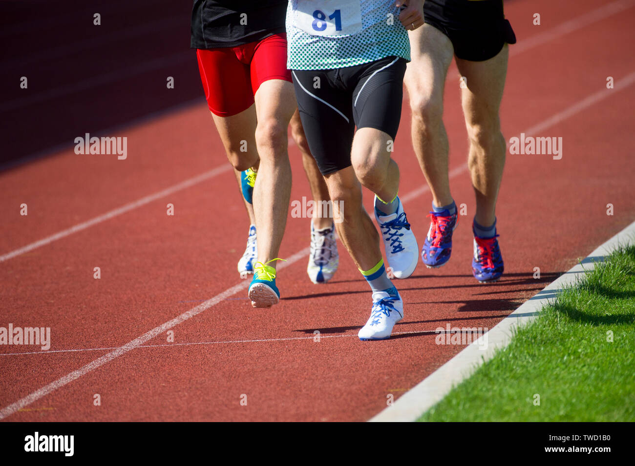 Athletics people running on the track field. Sunny day Stock Photo - Alamy