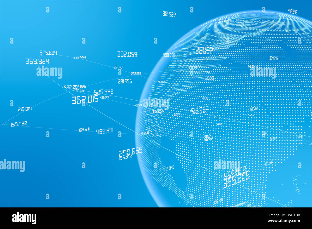 3D rendering, global big data concept light color background Stock ...