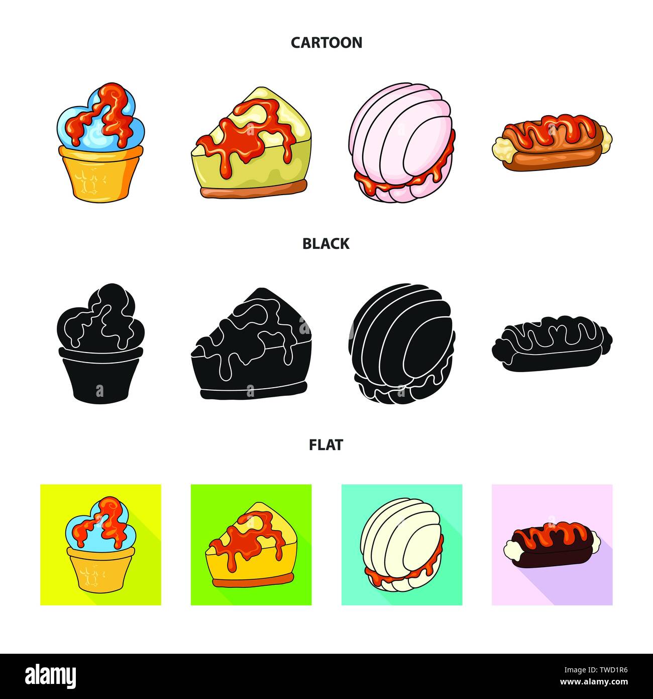Vector design of confectionery and culinary icon. Collection of ...