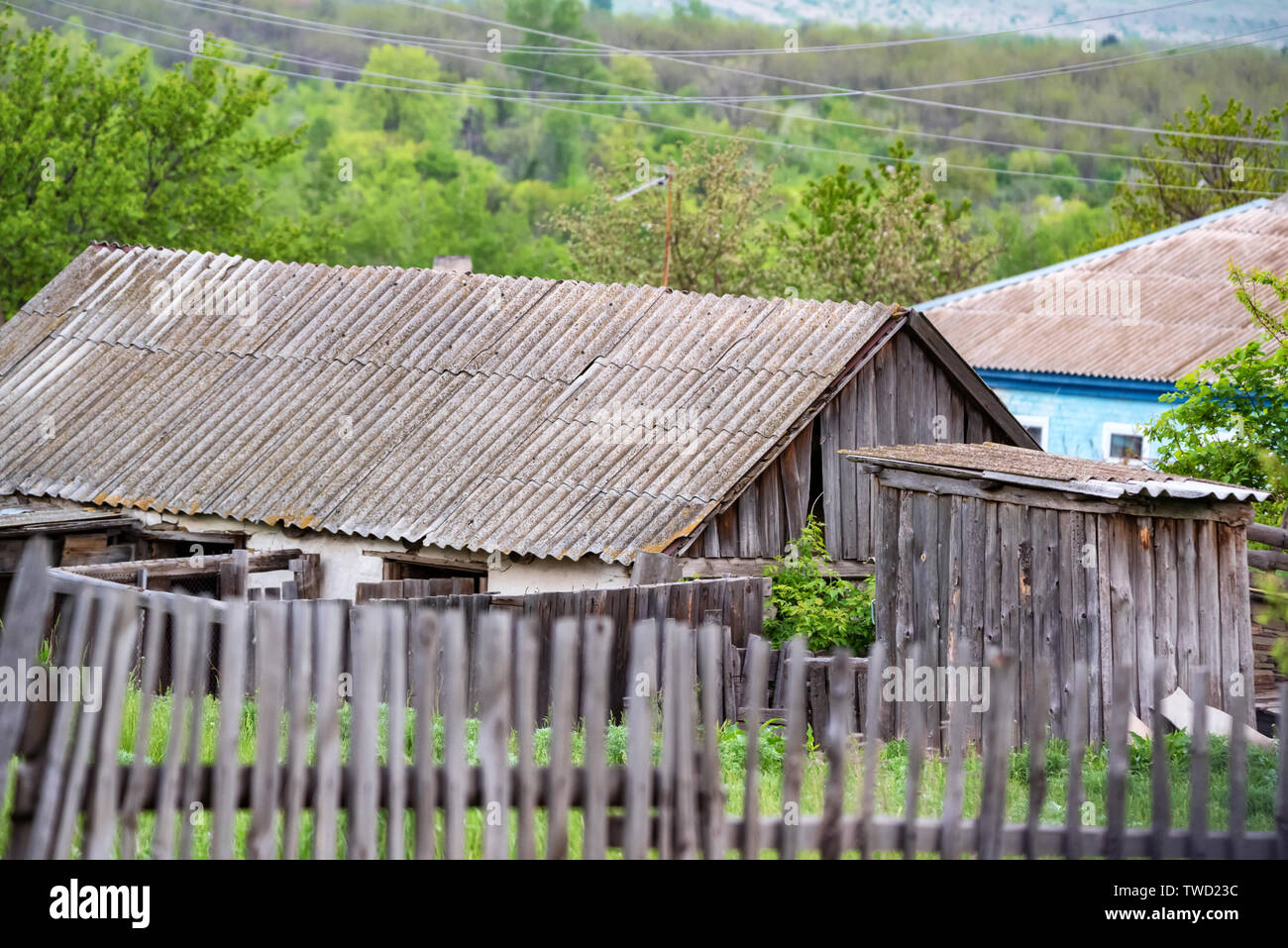 Old weathered wooden rural hut in countryside Stock Photo - Alamy