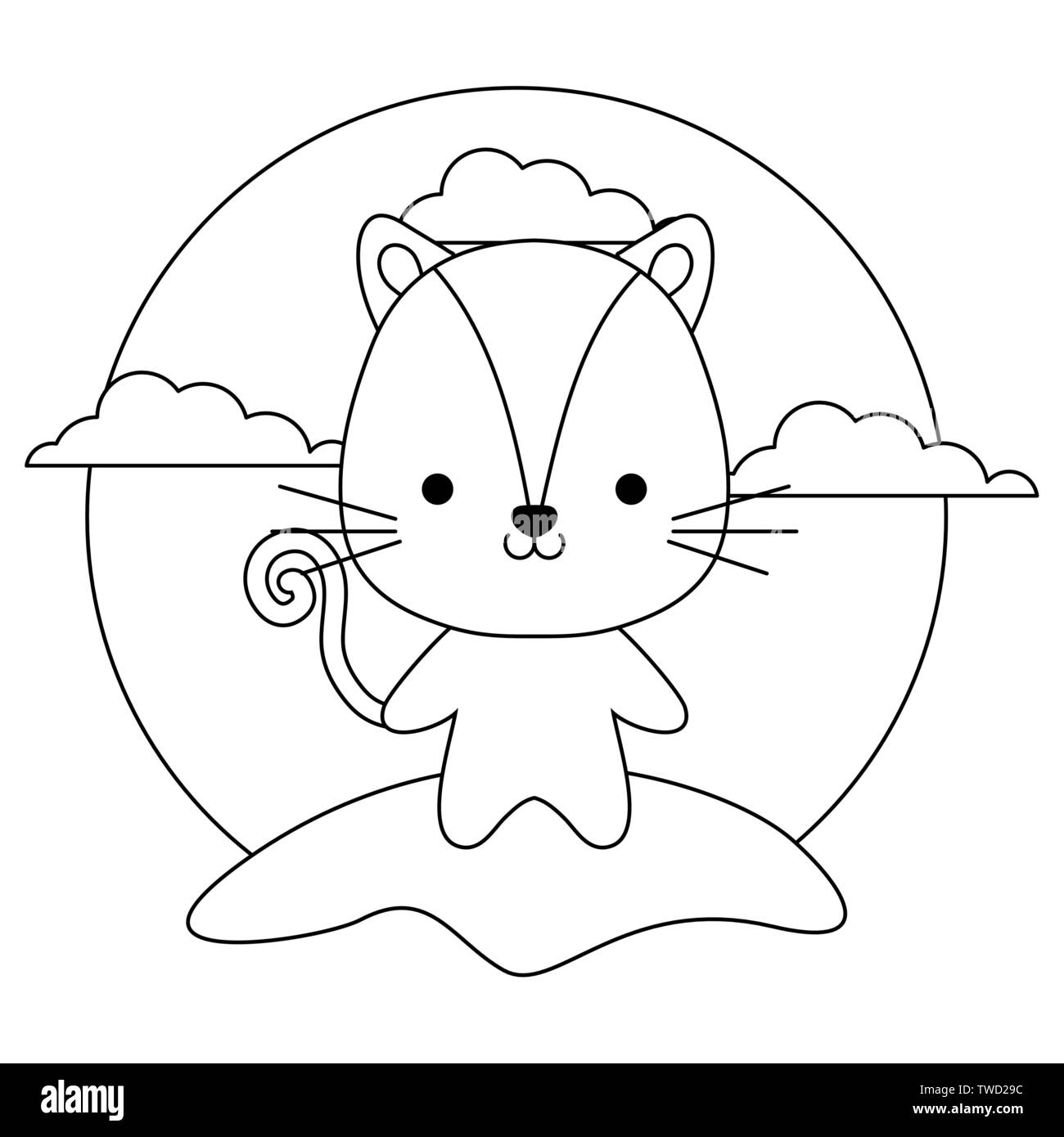 cute cat animal in landscape vector illustration design Stock Vector ...