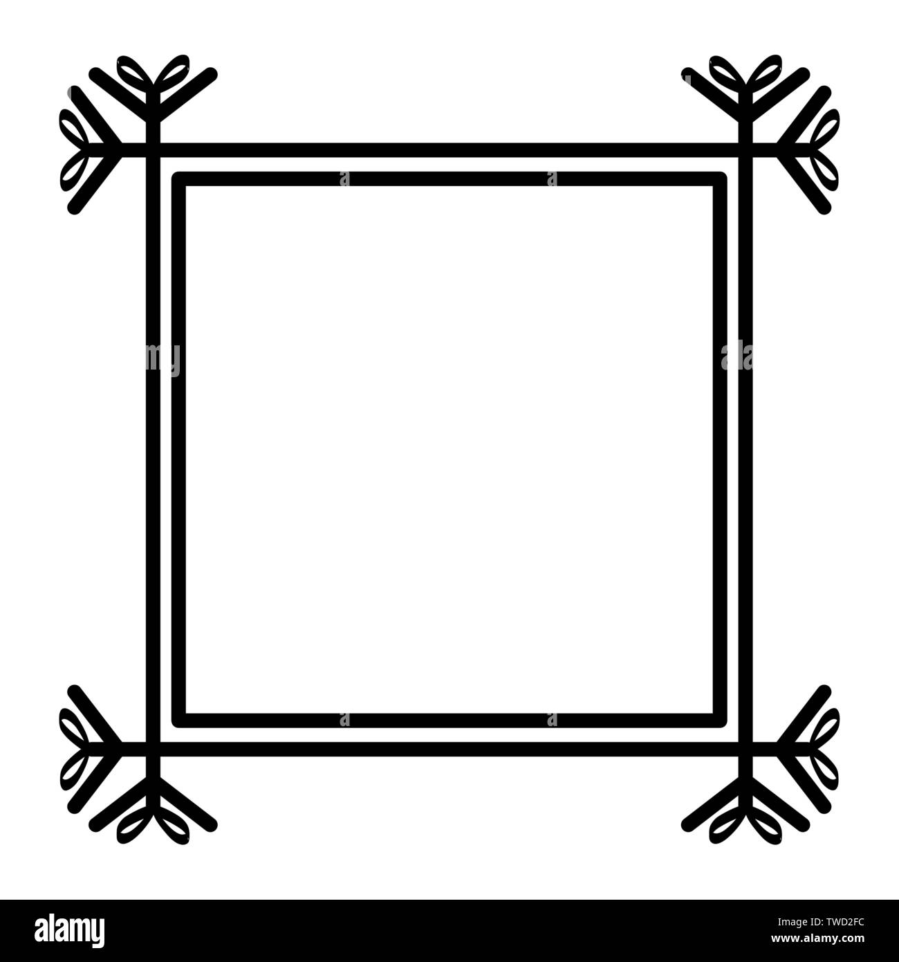 square frame decorative boho style vector illustration design Stock ...