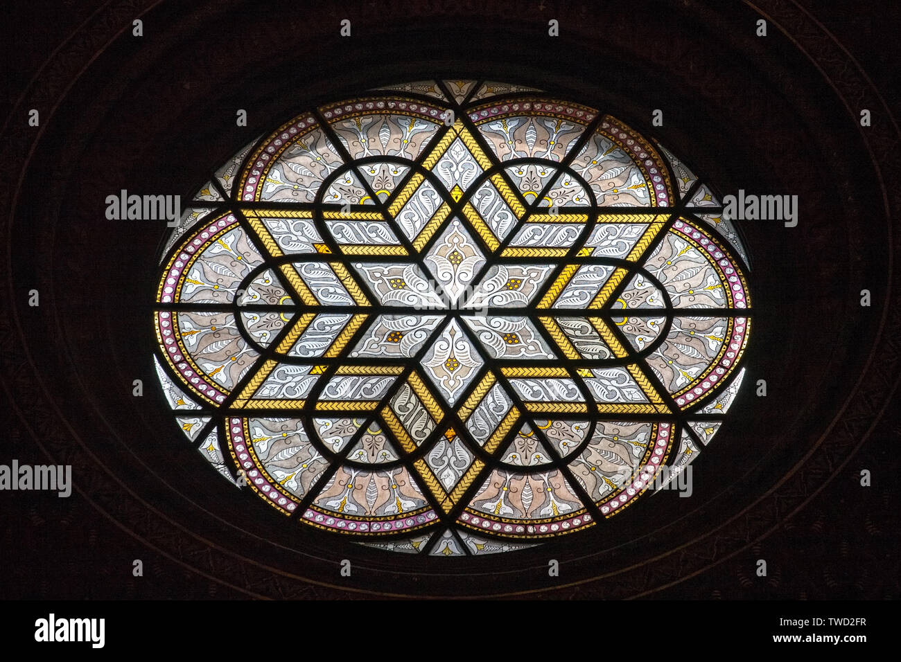 stained-glass window closeup pattern detail view Stock Photo - Alamy