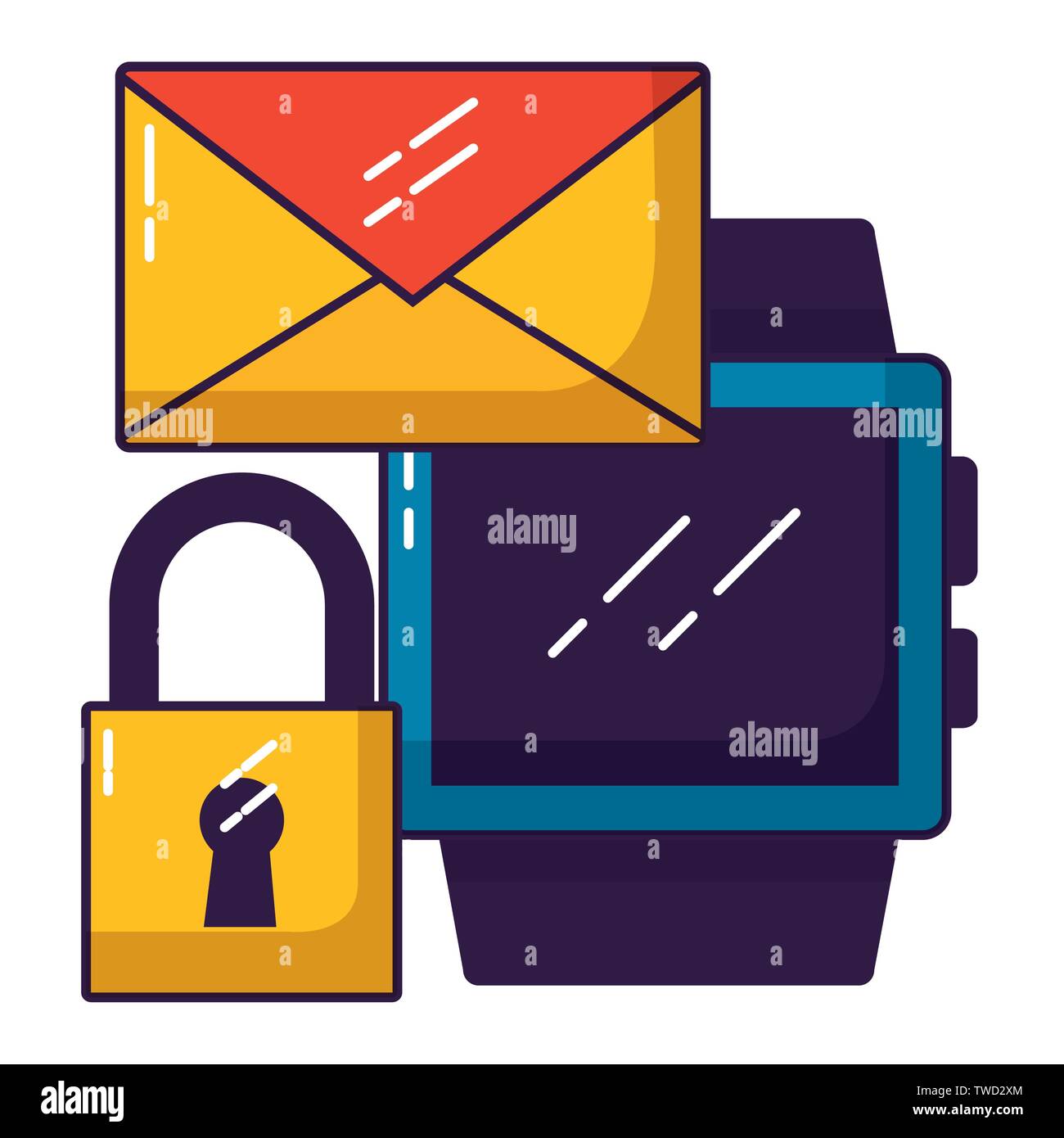 smart watch email security wifi free connection vector illustration ...