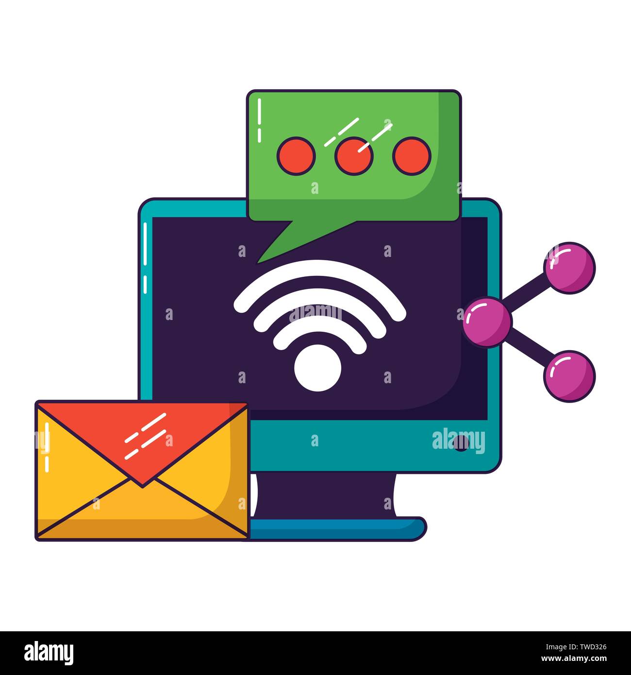 computer email message sharing internet vector illustration Stock ...