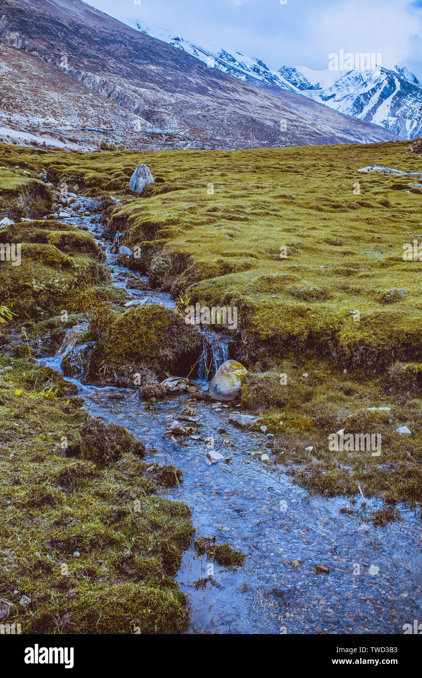 Snow mountains in Laigu village, Lianwu, Tibet Stock Photo - Alamy
