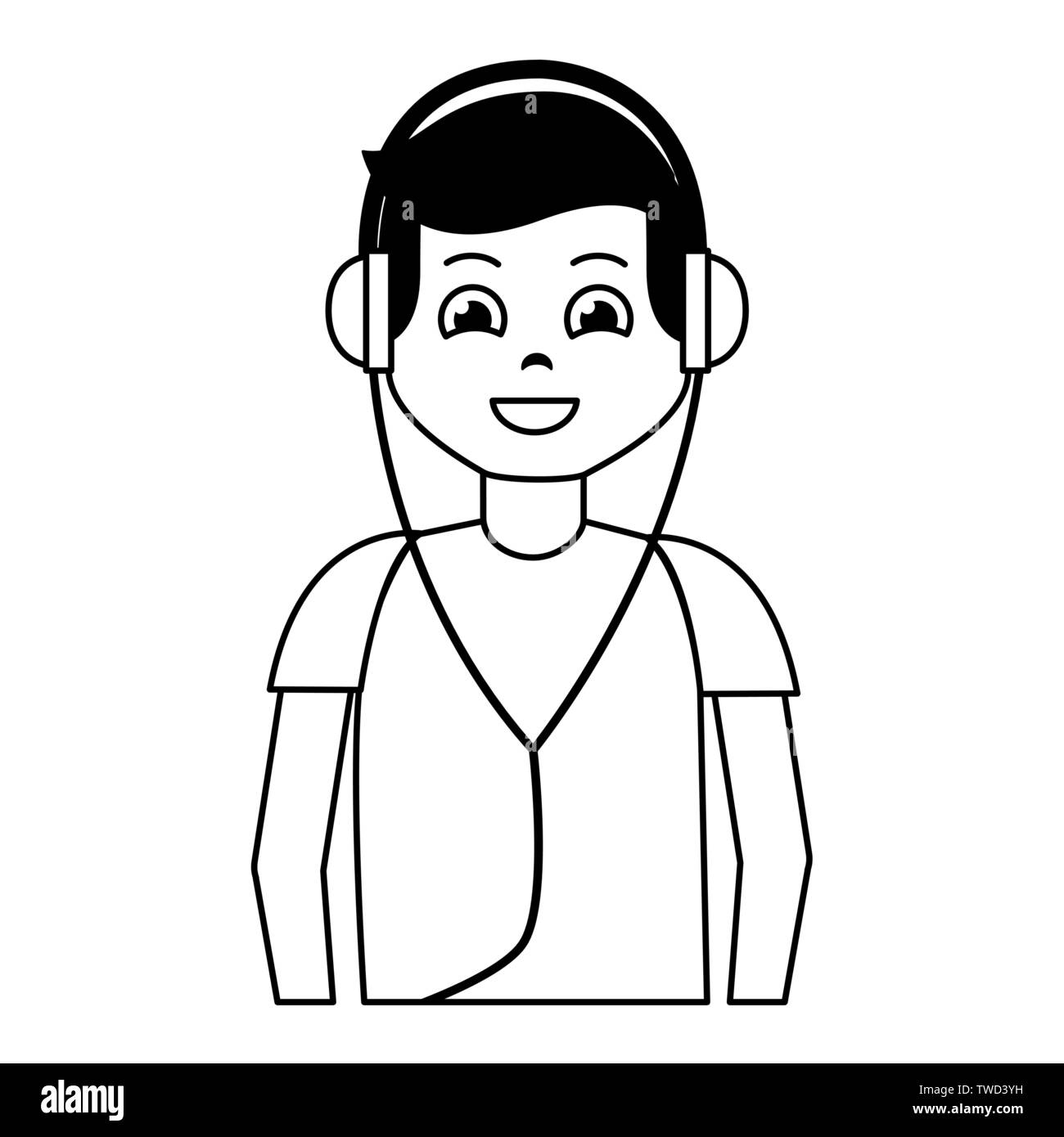 Boy Listening To Music Drawing