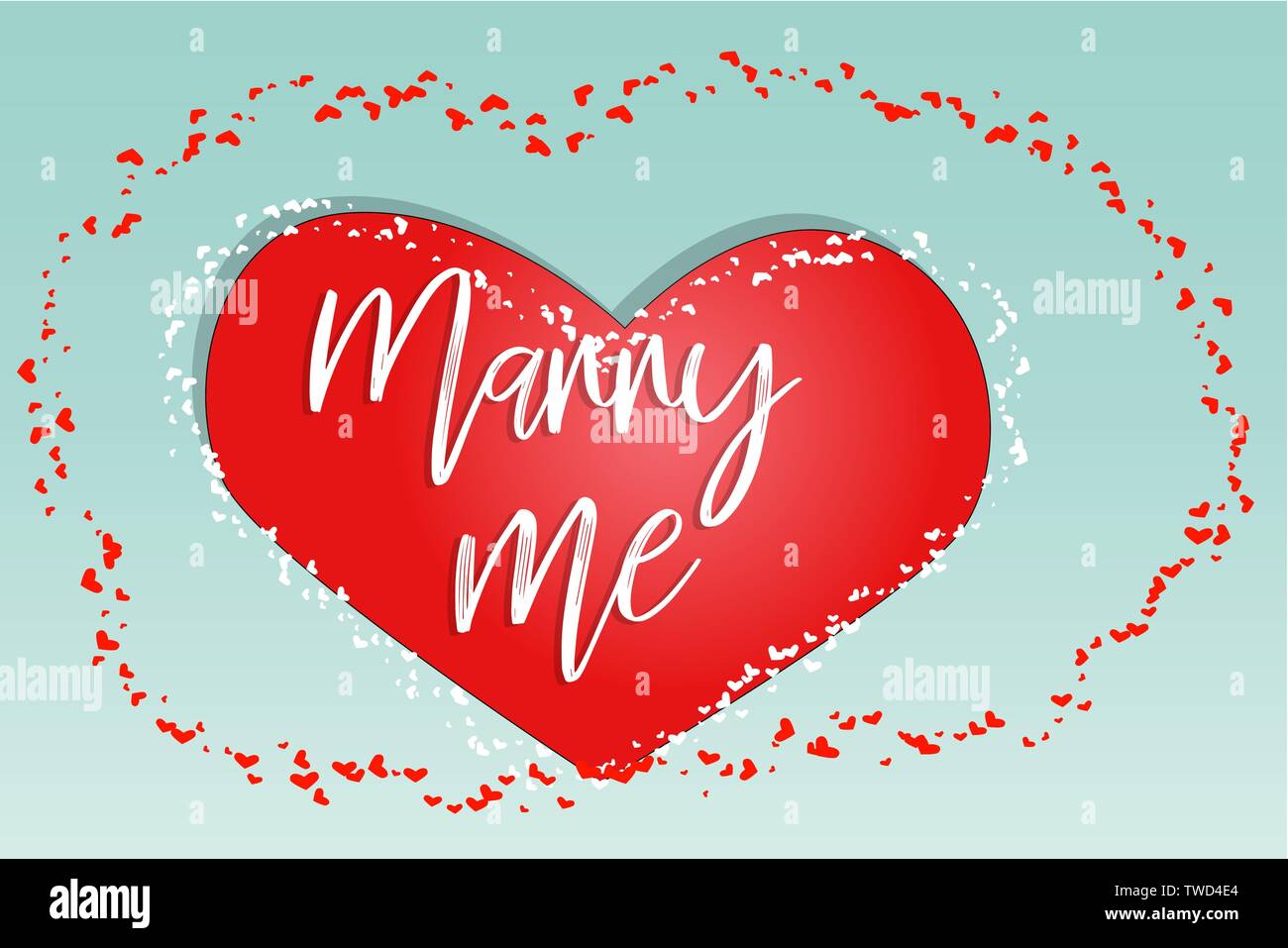 Happy valentine's day. Love card. inscription marry me on red heart ...