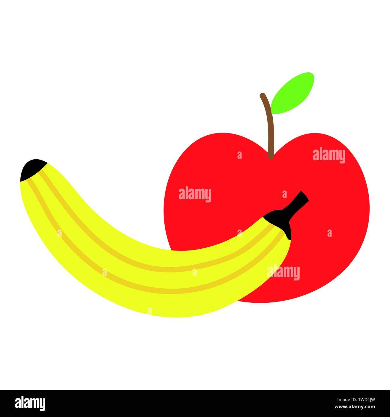 fresh banana and apple fruits vector illustration design Stock Vector ...