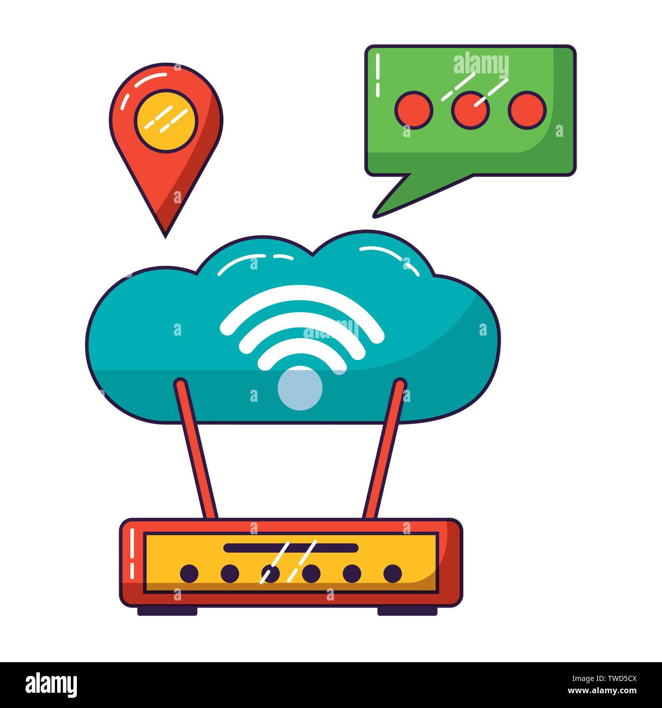 router cloud computing chat location wifi free connection vector ...