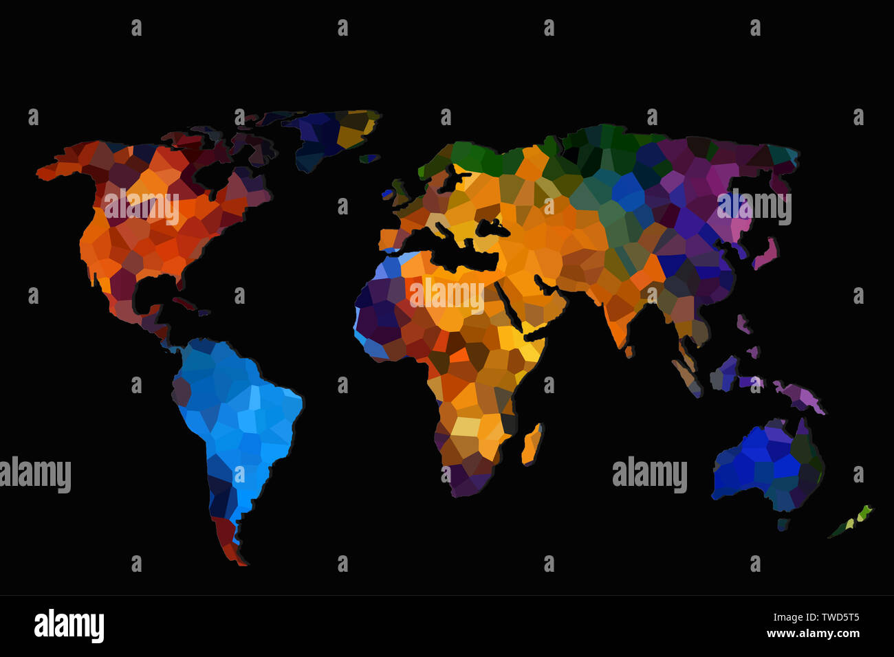 Roughly outlined world map with a colorful background patterns Stock ...