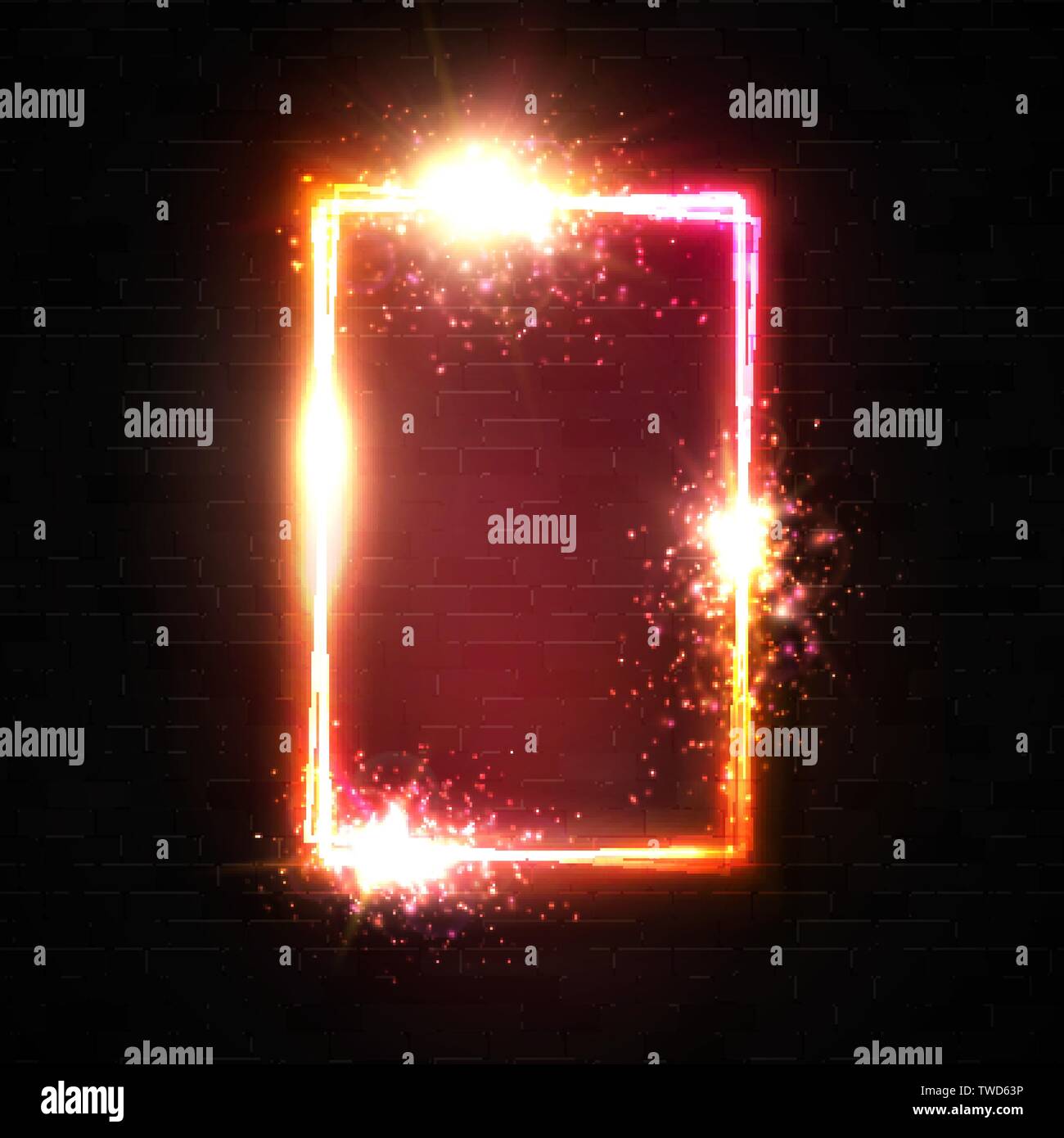 Realistic 3d rectangle neon frame with red light Stock Vector Image ...
