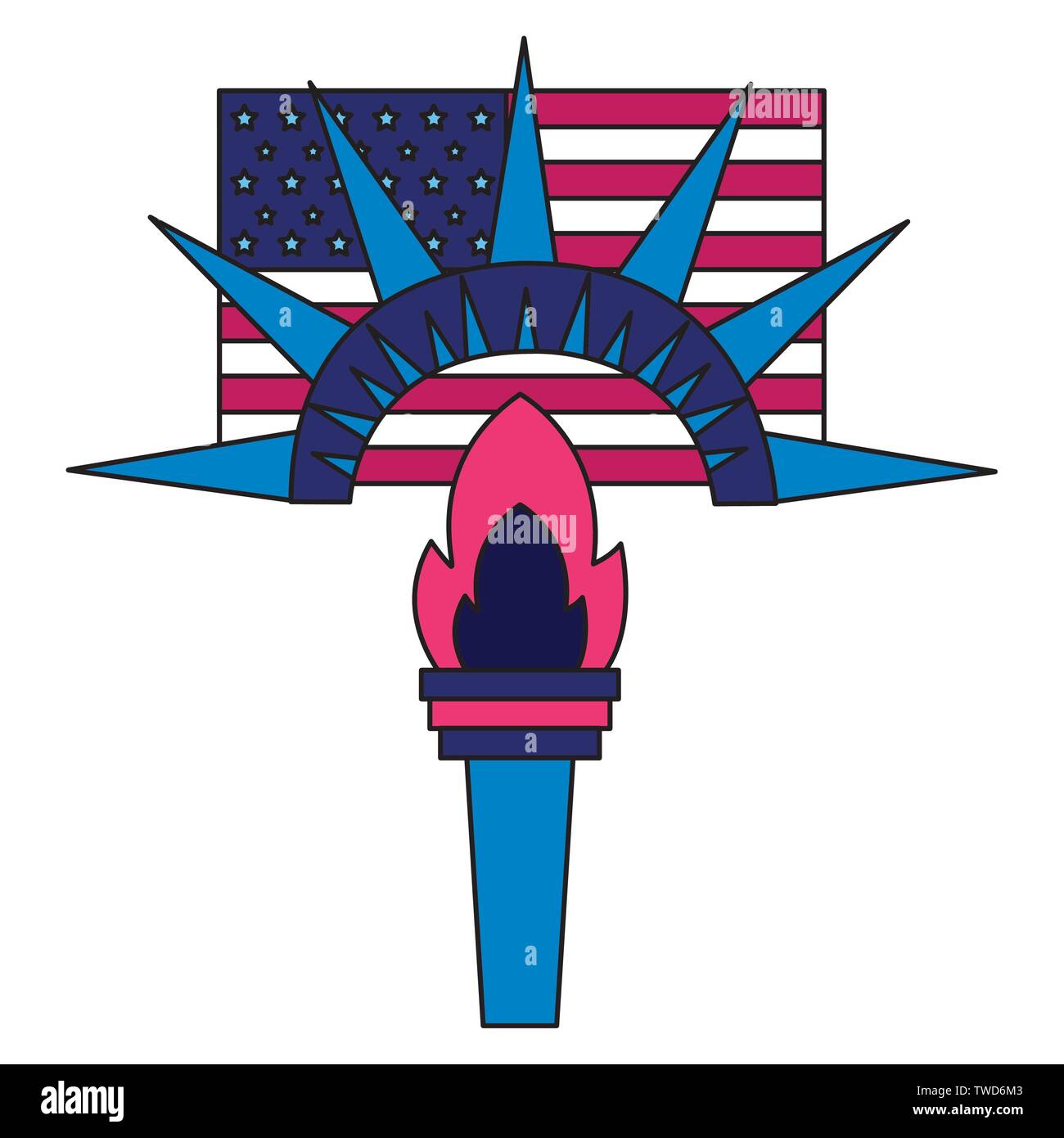 flag and torch american happy independence day vector illustration ...