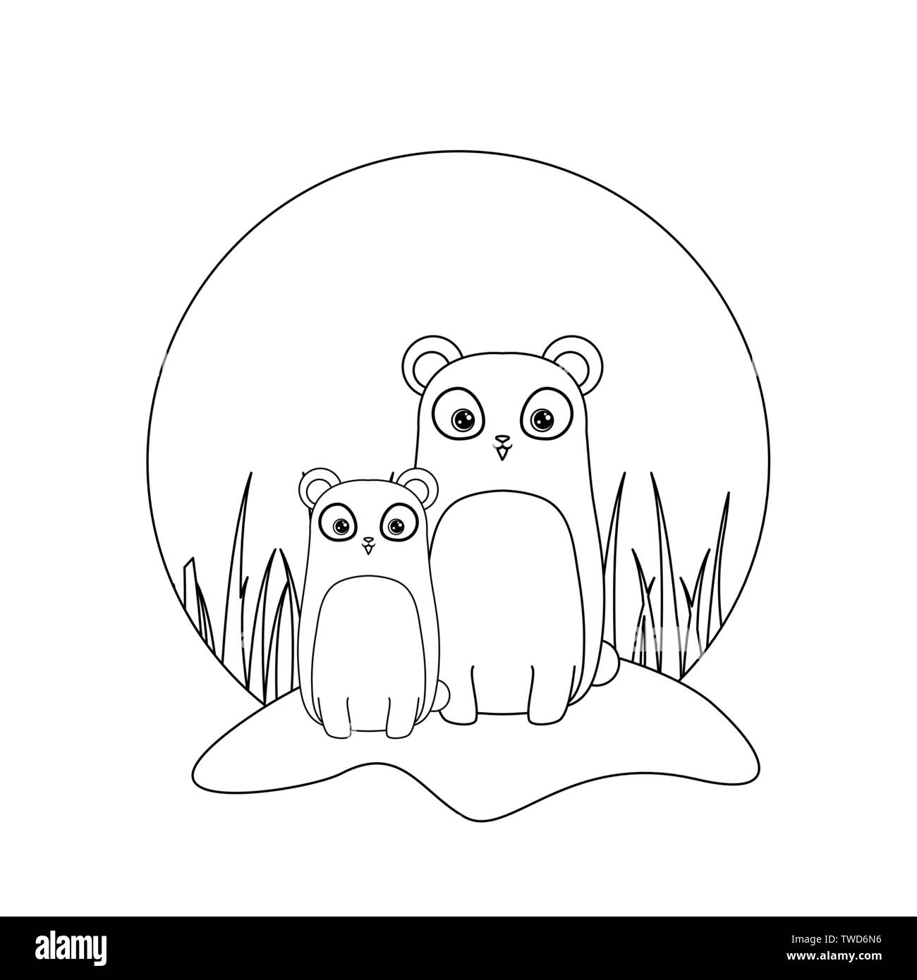 panda bears animals in landscape vector illustration design Stock ...