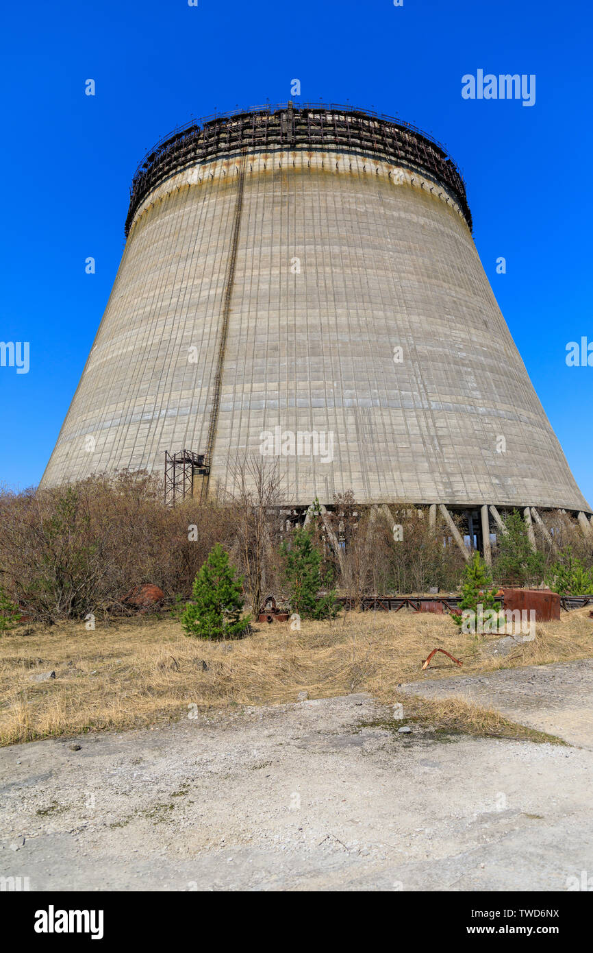 Eastern Europe, Ukraine, Pripyat, Chernobyl. Unfinished cooling tower ...