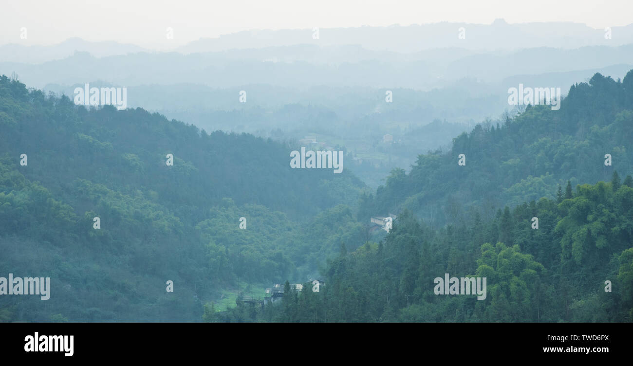 Scenery of Bashu mountains and rivers in Dazhu County, Sichuan Province ...