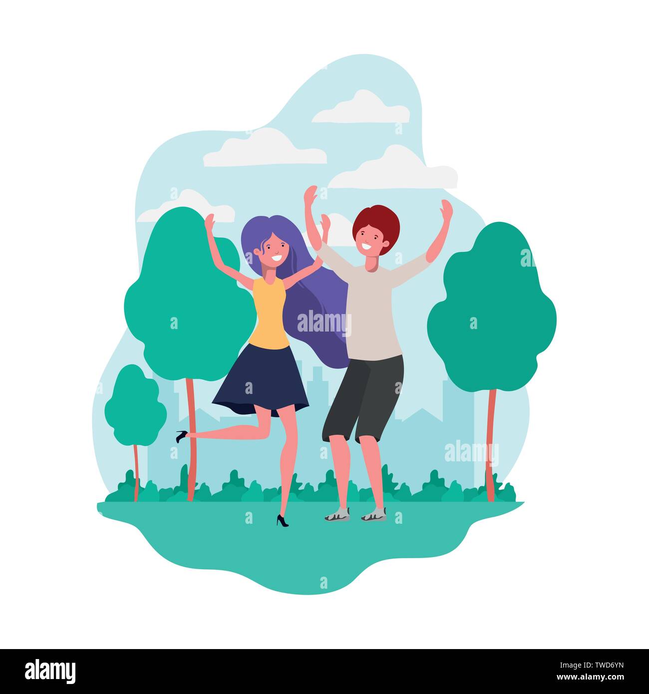 The dancing couple trees Stock Vector Images - Alamy