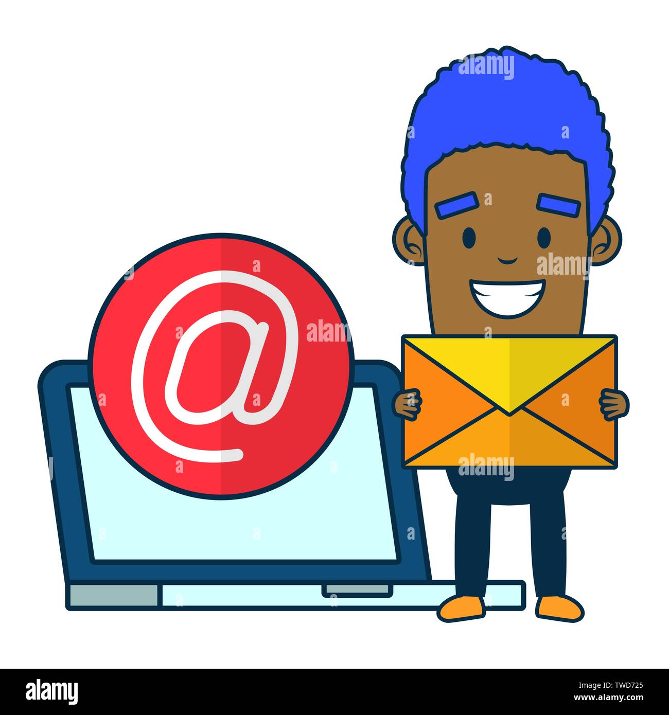 businessman with laptop envelope send email vector illustration Stock ...