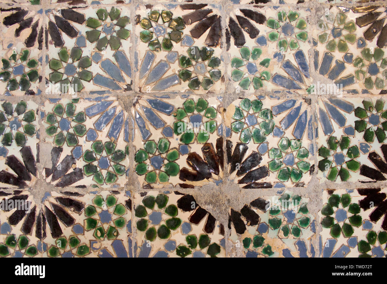 15th century Moorish tile-work in Sintra palace, near Lisbon Portugal ...