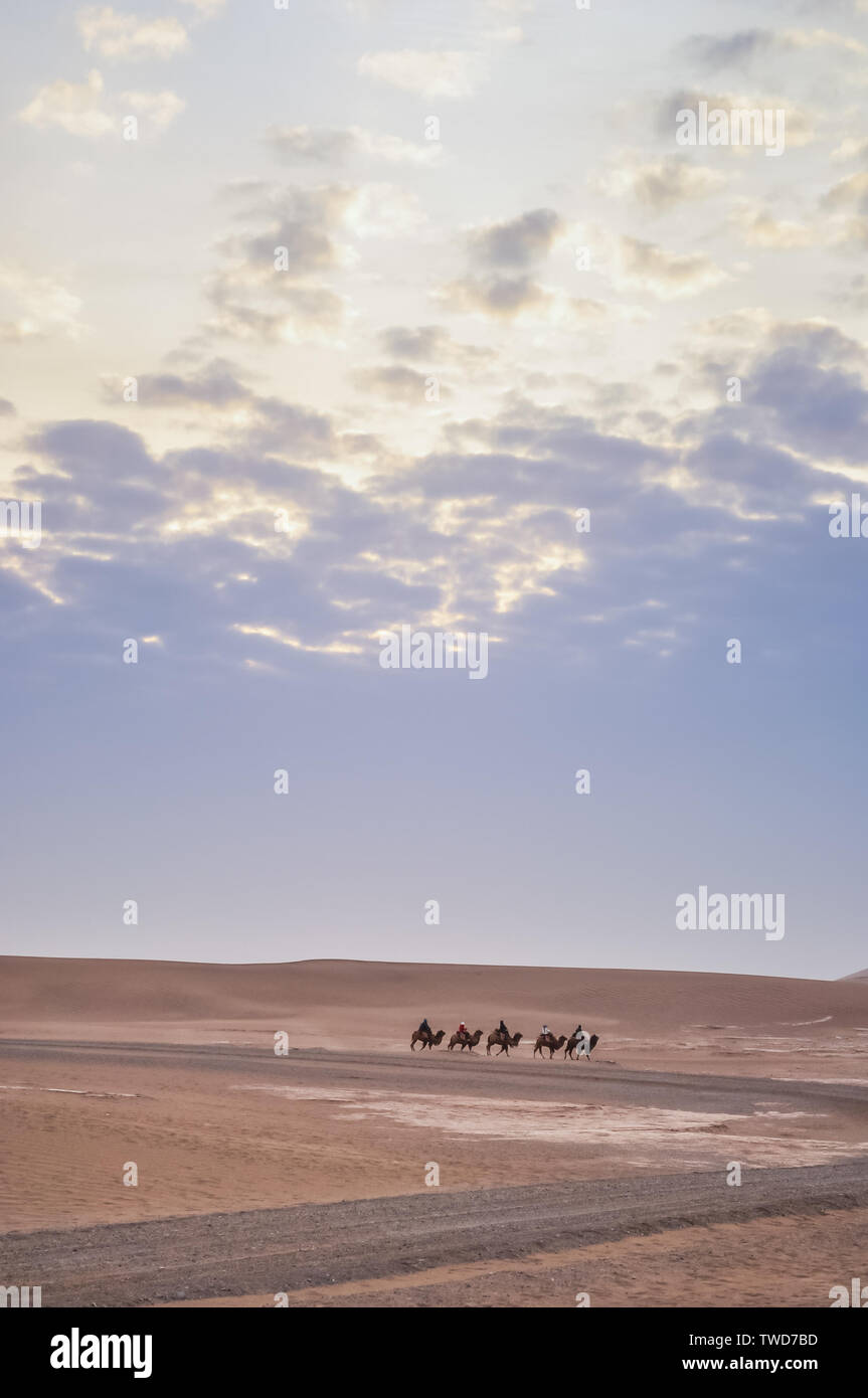 Desert Scenery of Mingsha Mountain, Dunhuang, Gansu Province Stock ...