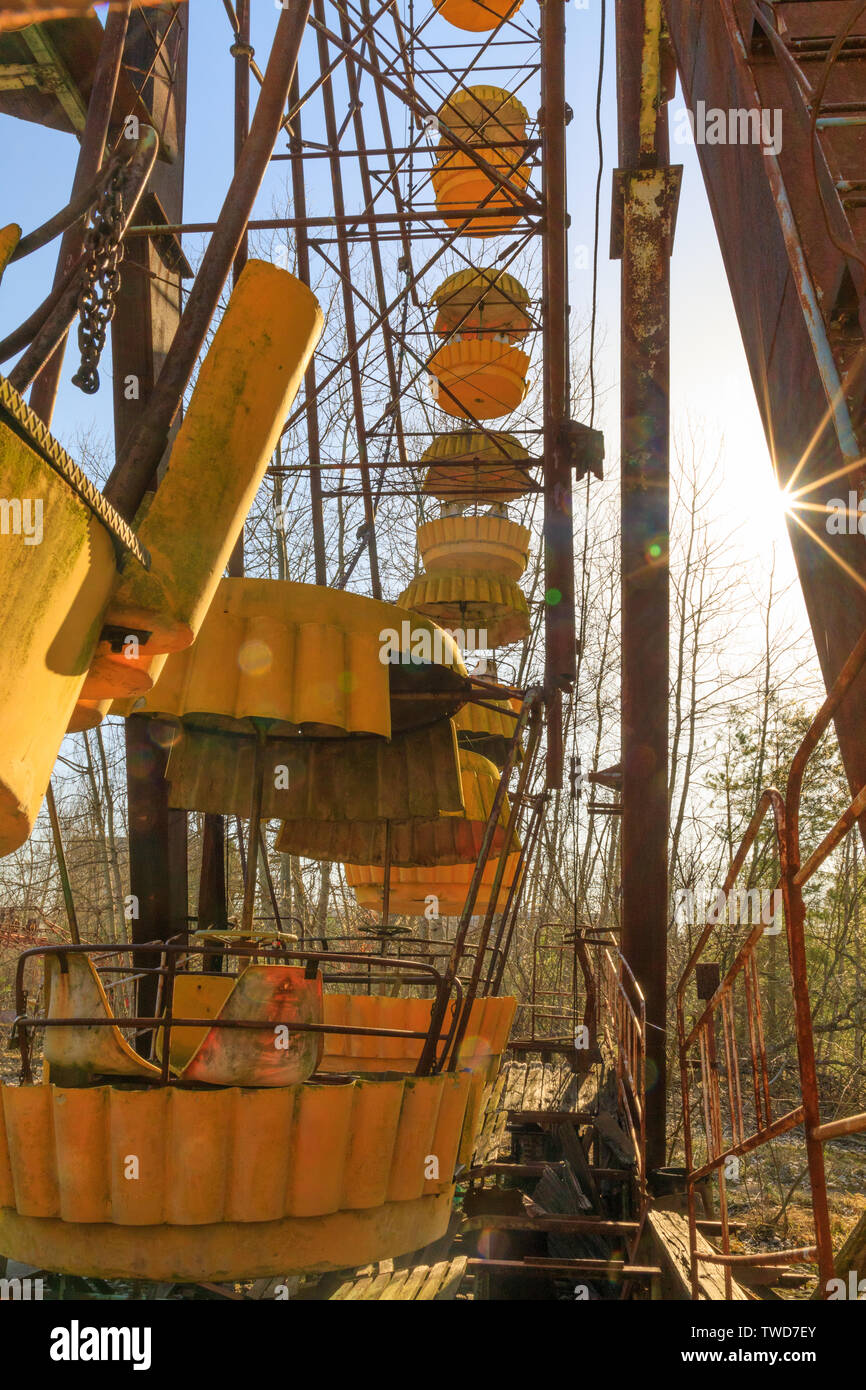 Eastern Europe, Ukraine, Pripyat, Chernobyl. Amusement park, Ferris ...
