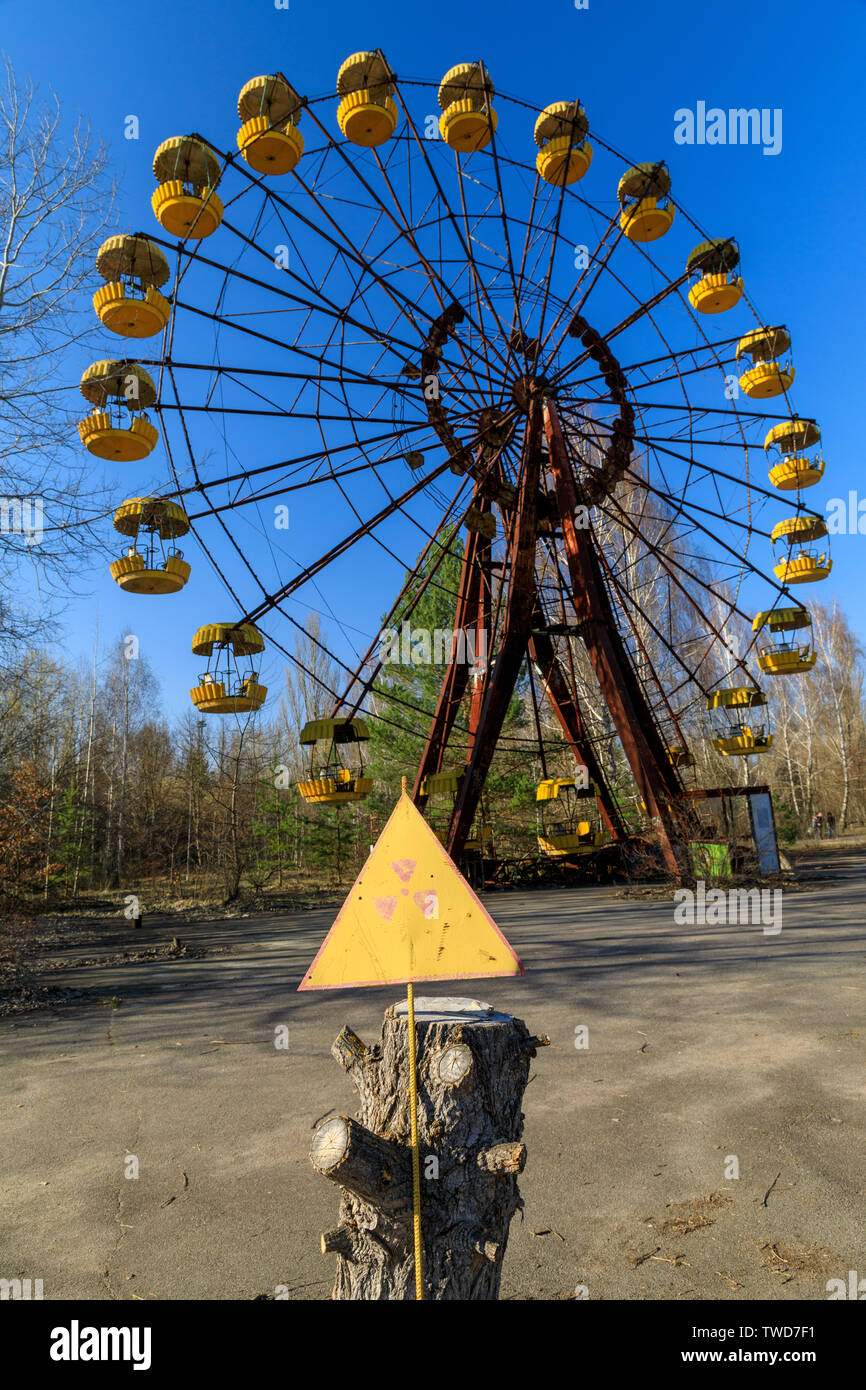 Eastern Europe, Ukraine, Pripyat, Chernobyl. Amusement park. Ferris ...