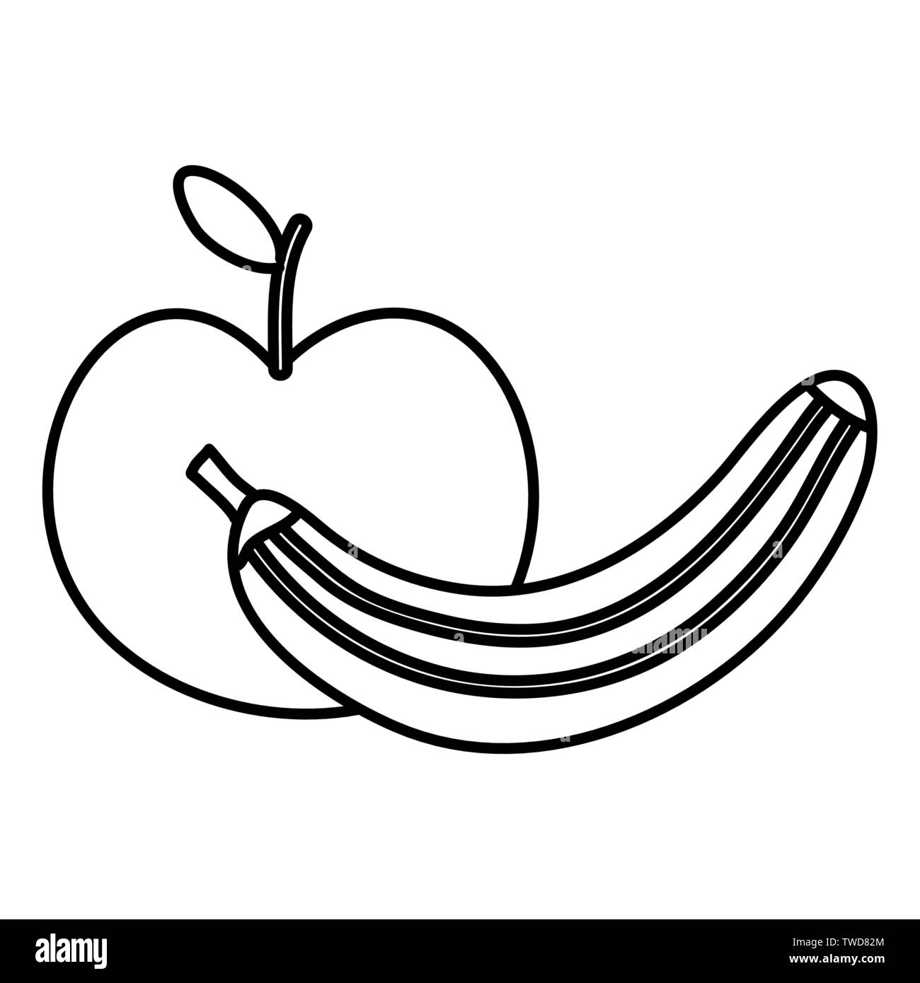 fresh banana and apple fruits vector illustration design Stock Vector ...