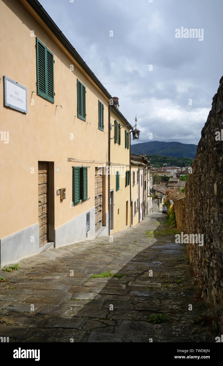 Typical alley view of Arezzo old center, in Tuscany, Italy, with its ...