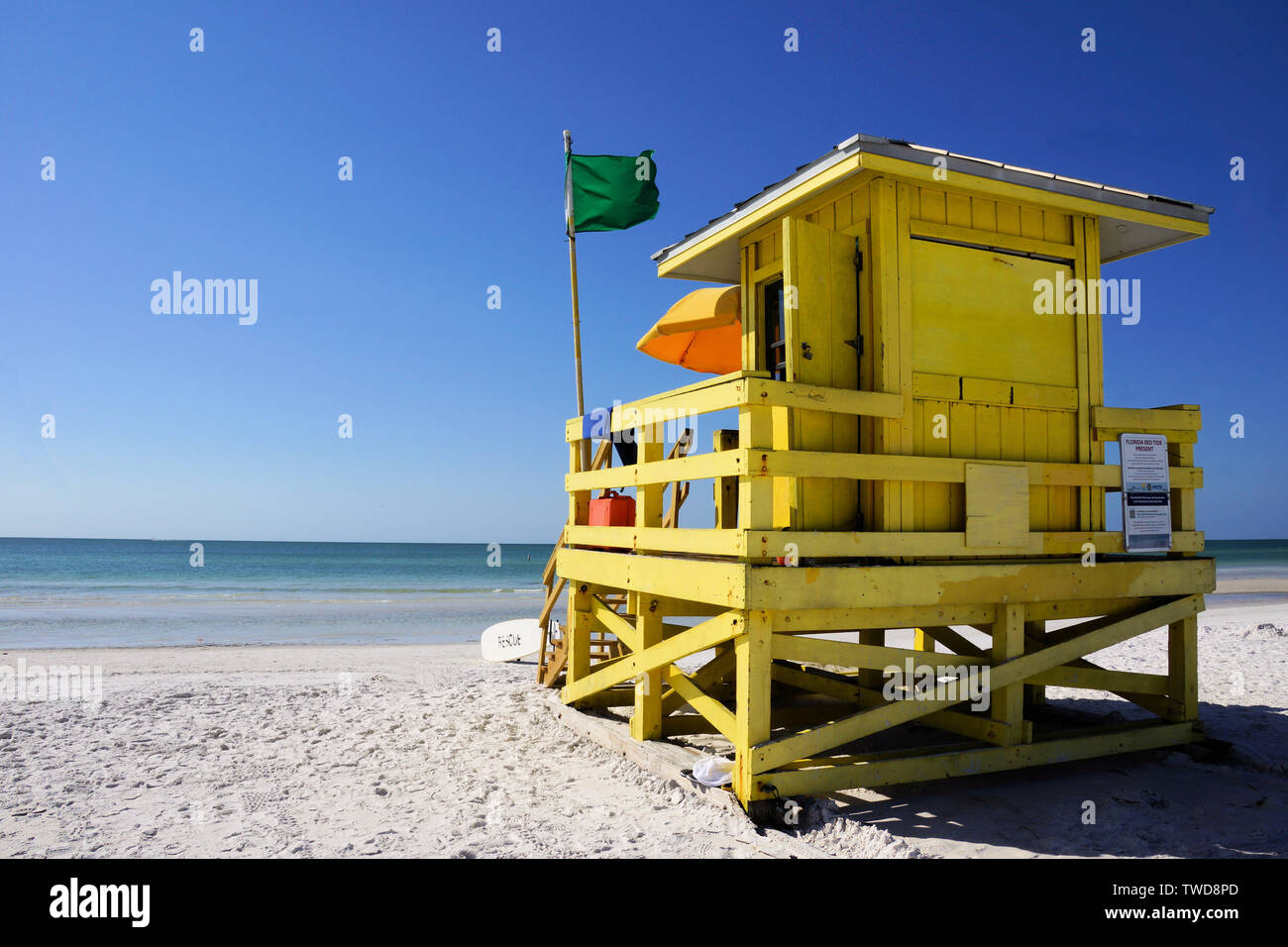 colorful lifeguard station on beautiful Siesta Key beach, Sarasota ...