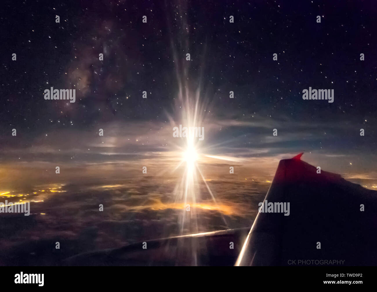Moonlight galaxy on plane hi-res stock photography and images - Alamy
