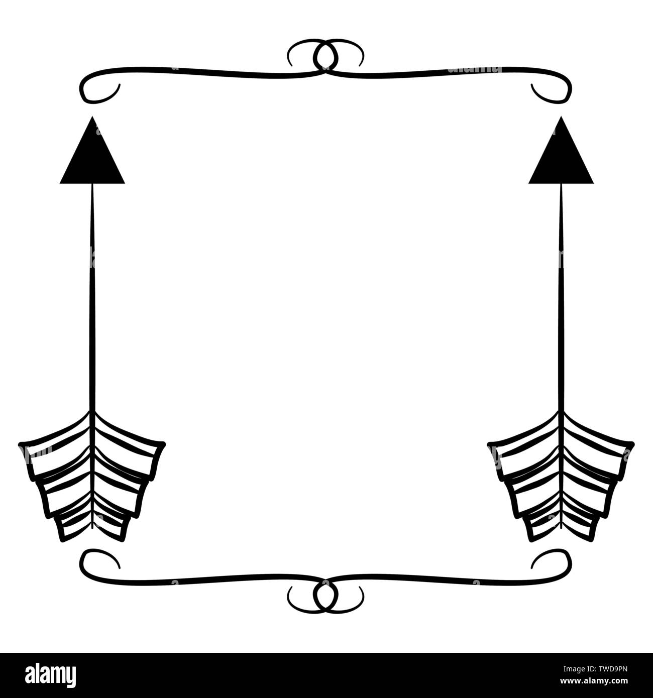 square frame with indian arrows boho style vector illustration design ...