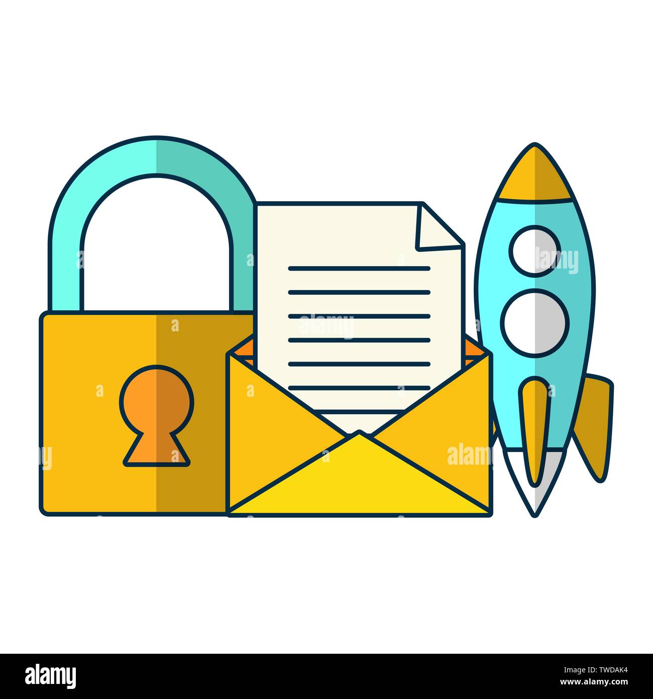 startup security newsletter send email vector illustration Stock Vector ...