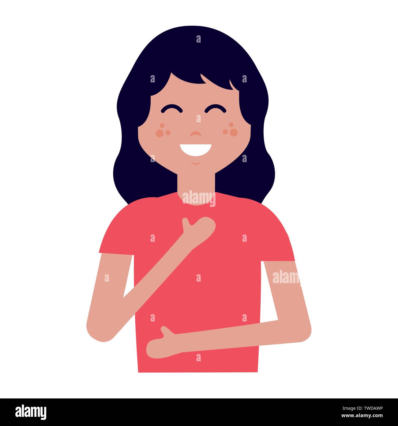 smiling girl character cartoon on white background vector illustration ...