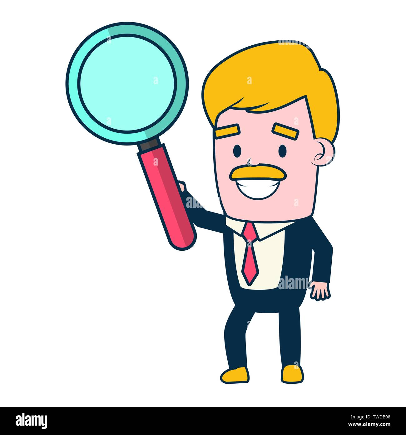 businessman holding magnifier on white background vector illustration ...