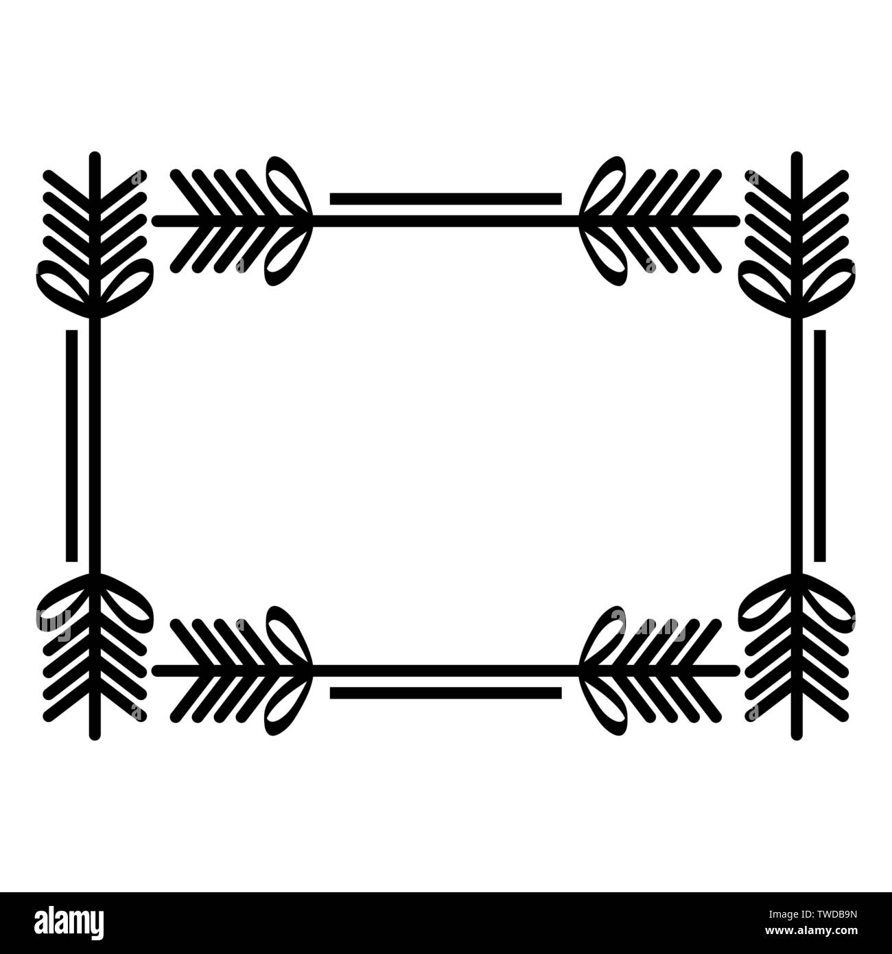 square frame decorative boho style vector illustration design Stock ...