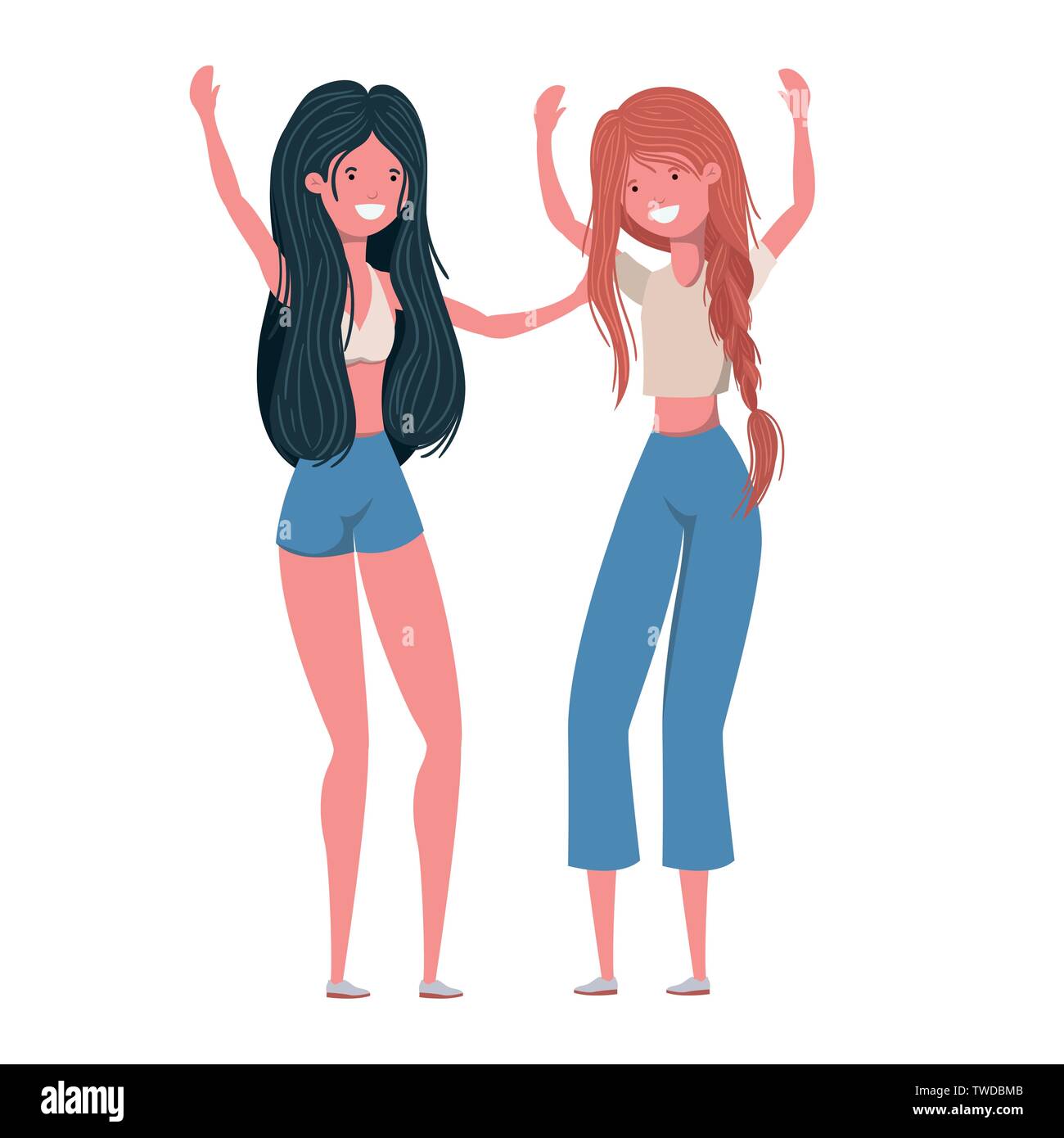 Ladies dancing cartoon hi-res stock photography and images - Alamy