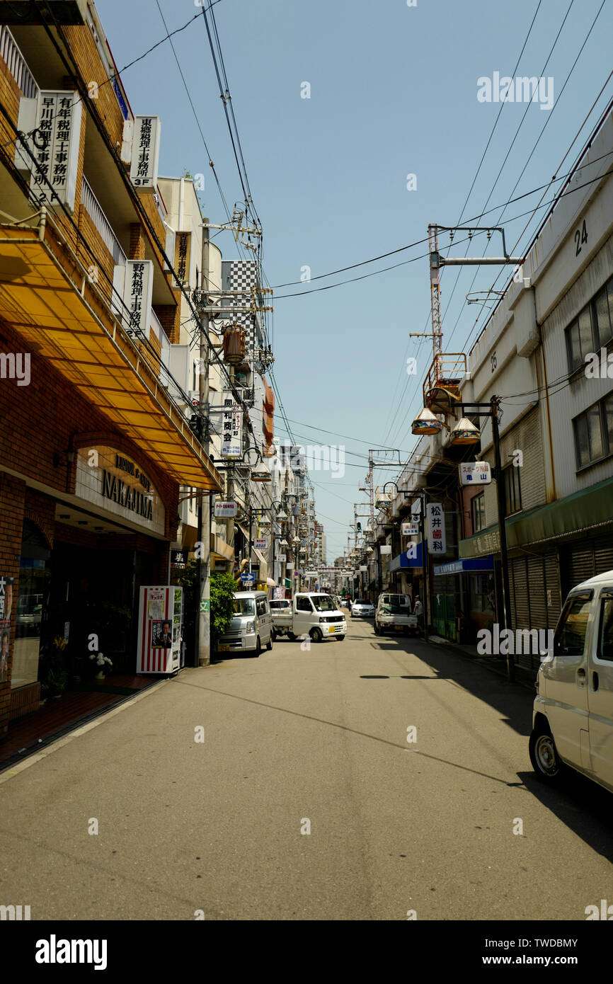 Osaka, Japan, 29th, May, 2017. The landscape view of the street. Osaka ...
