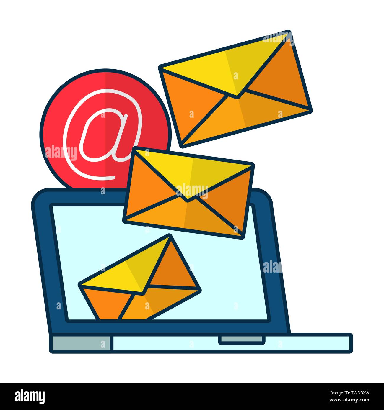 laptop sending email mail communication web vector illustration Stock ...