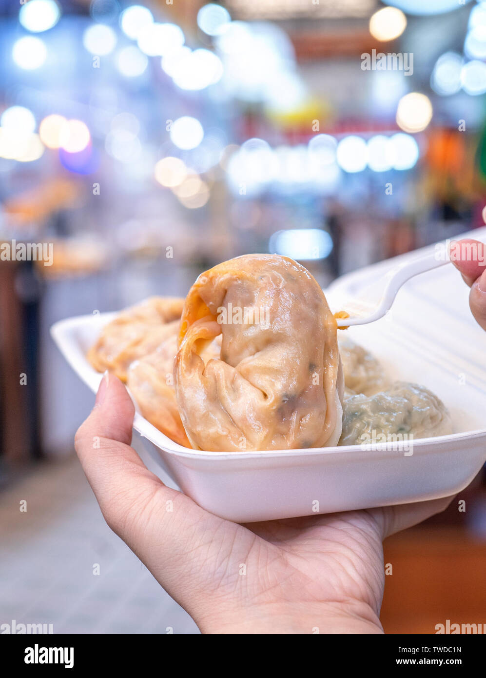 Delicious steamed round shaped dumplings in South Korea traditional ...