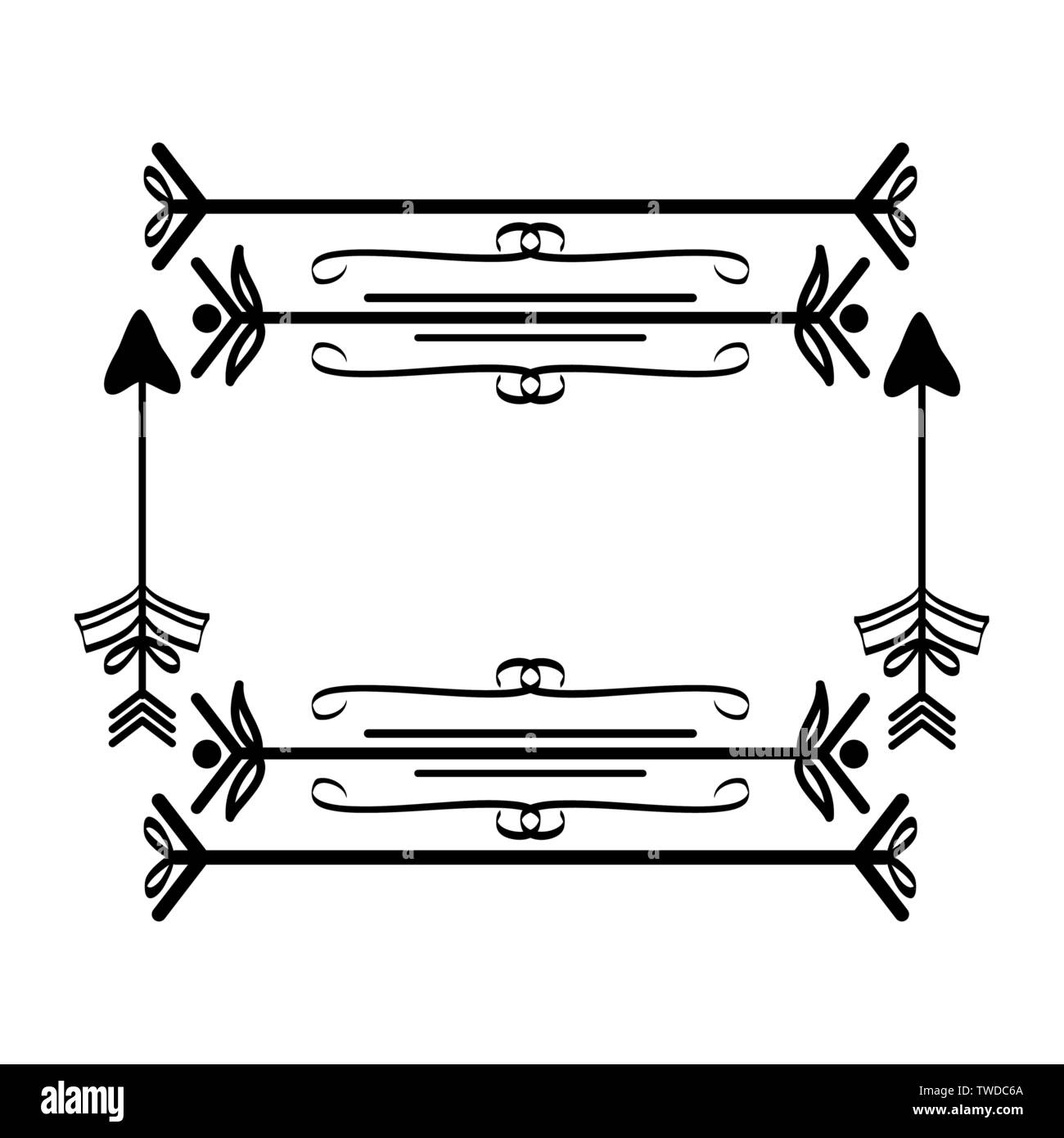 square frame with indian arrows boho style vector illustration design ...