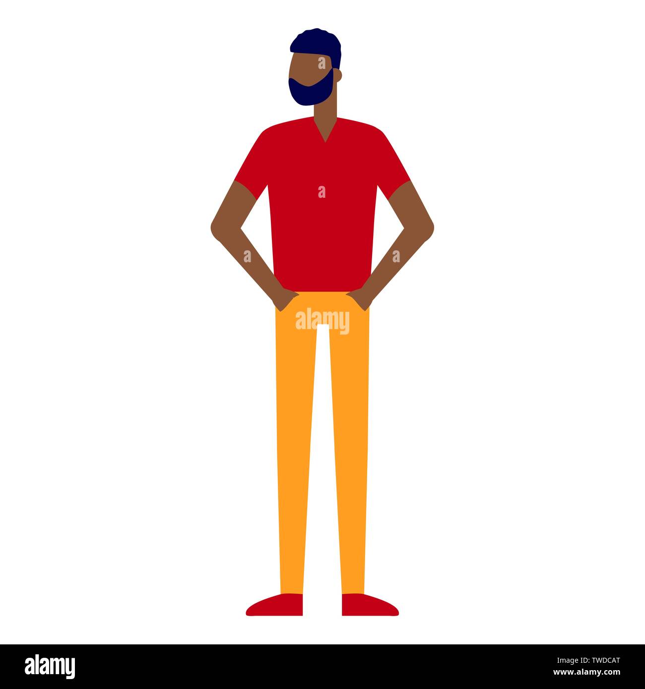 afro american man standing character vector illustration Stock Vector ...