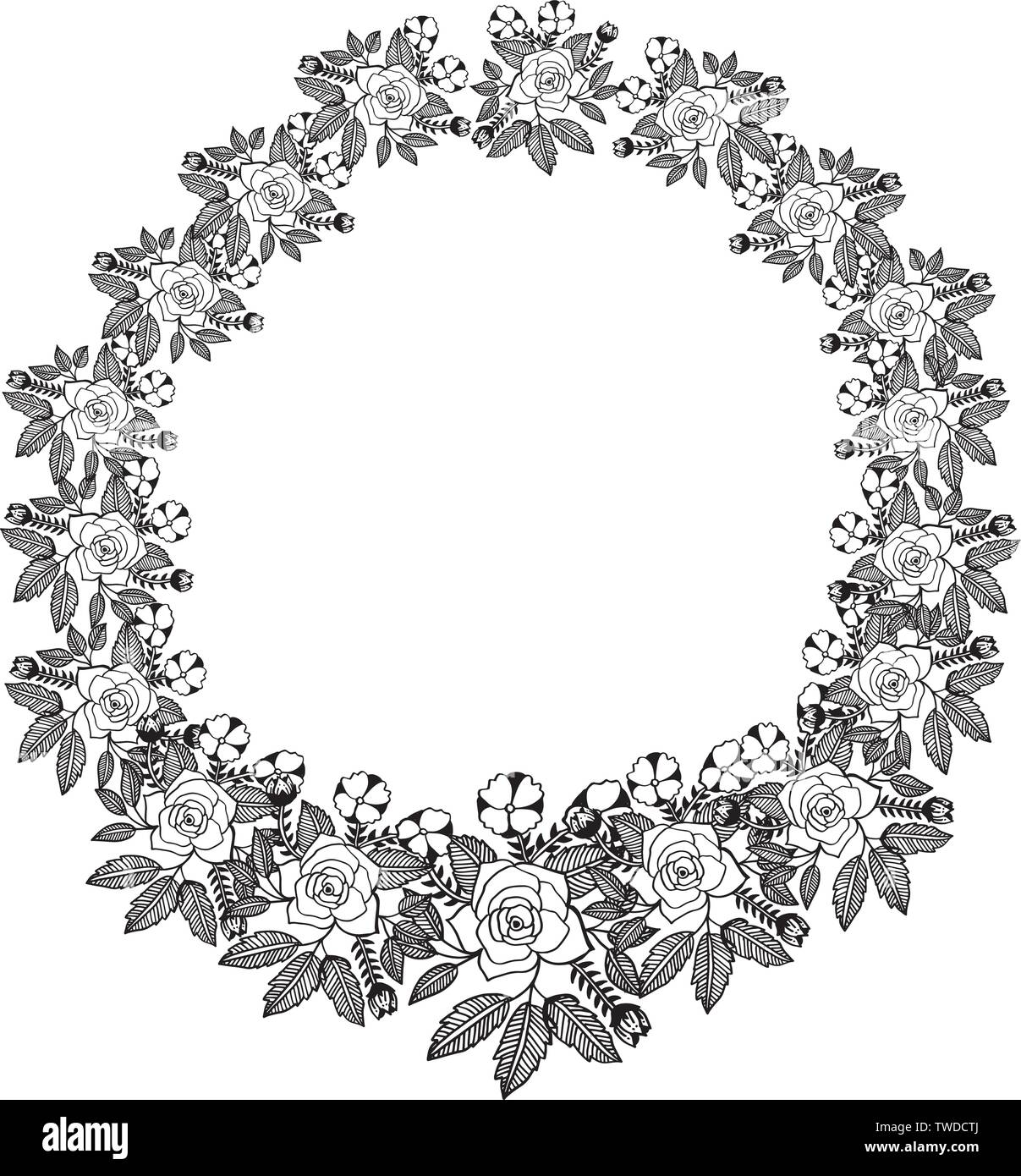 Vector illustration drawing flower frame for symbol of art modern of ...
