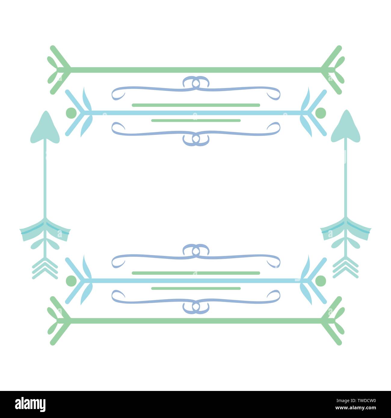 square frame with indian arrows boho style vector illustration design ...