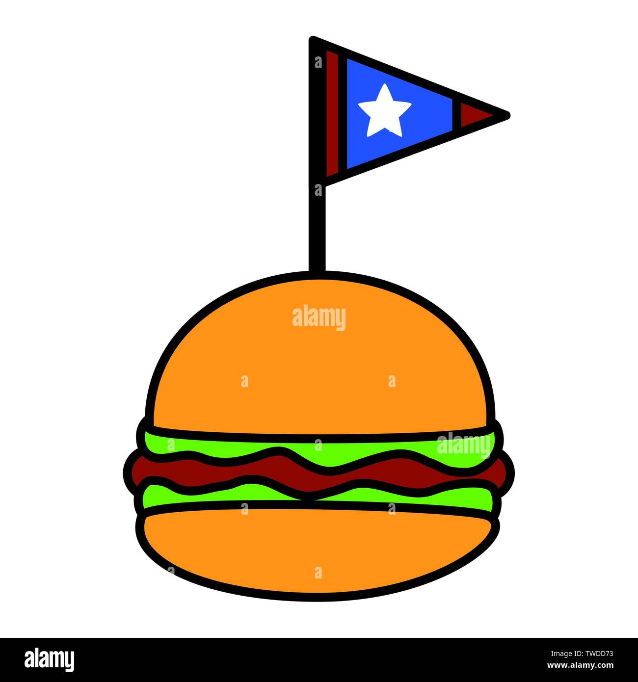 burger and flag american independence day vector illustration Stock ...