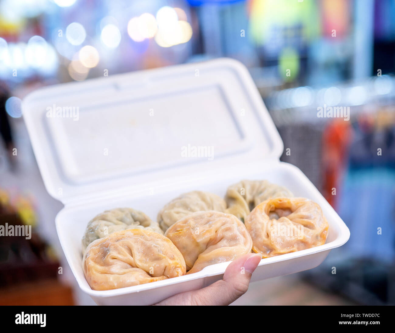Delicious steamed round shaped dumplings in South Korea traditional ...