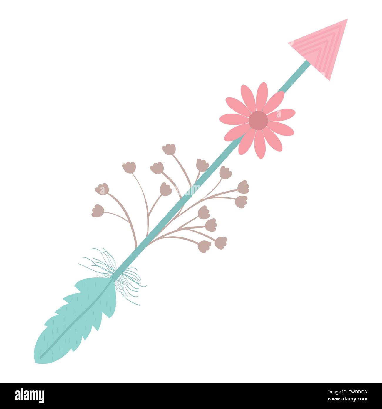 bohemian arrow with feathers and flowers vector illustration design ...