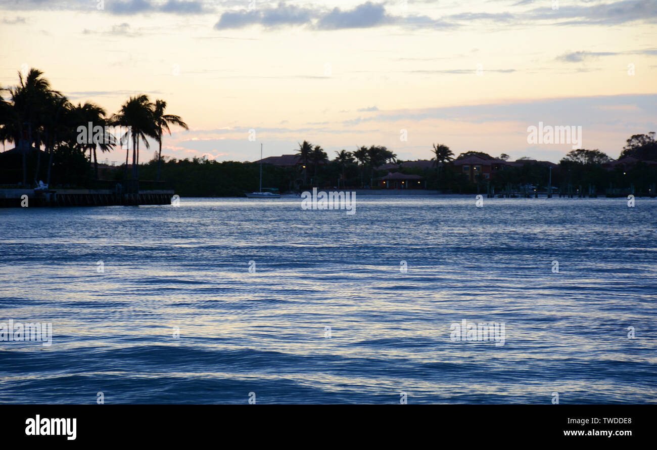 Beautiful view of the sunset on the Beach of Palm Beach County Stock ...