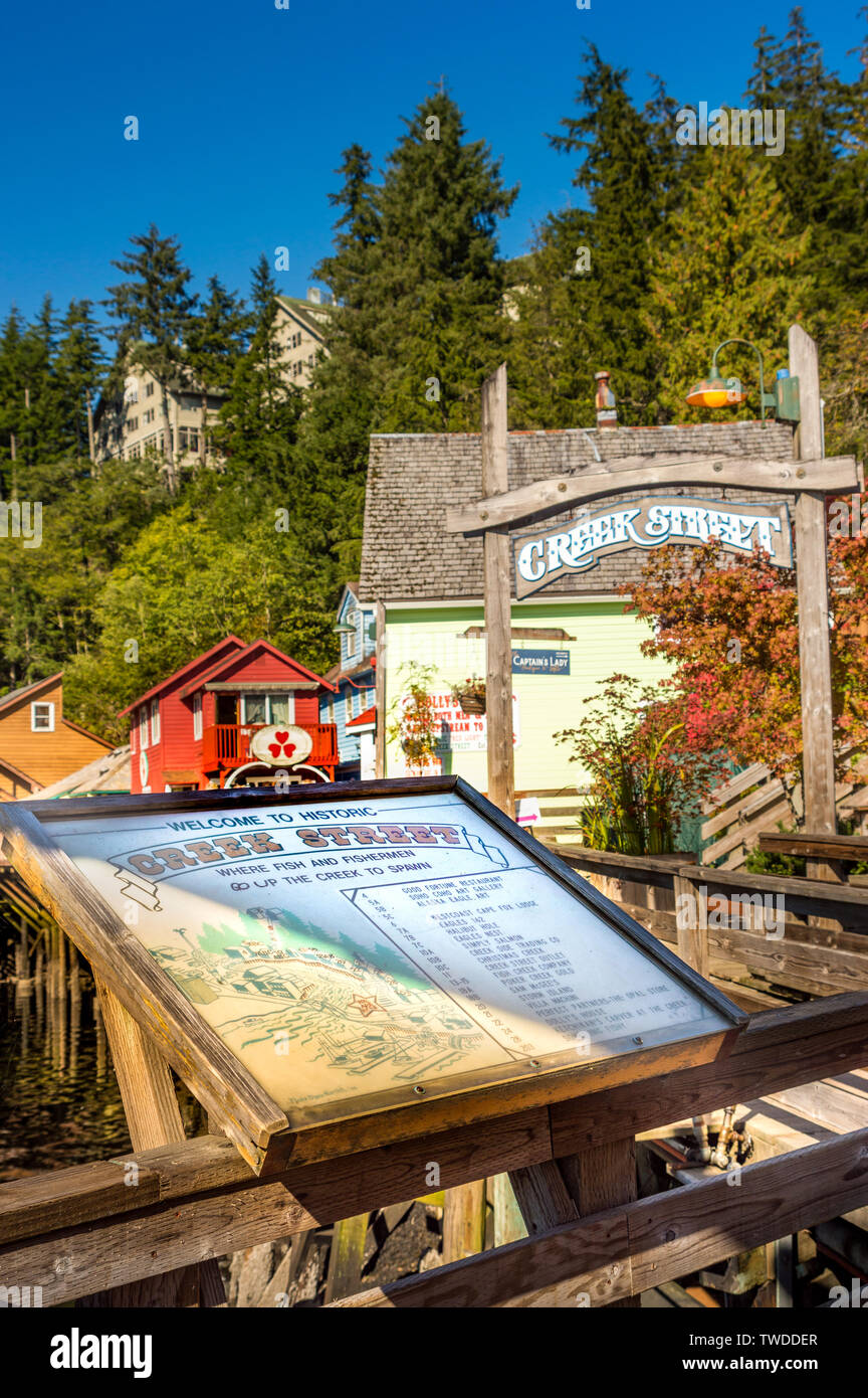 Sept. 17, 2018 - Ketchikan, AK: Information map and historic colorful ...